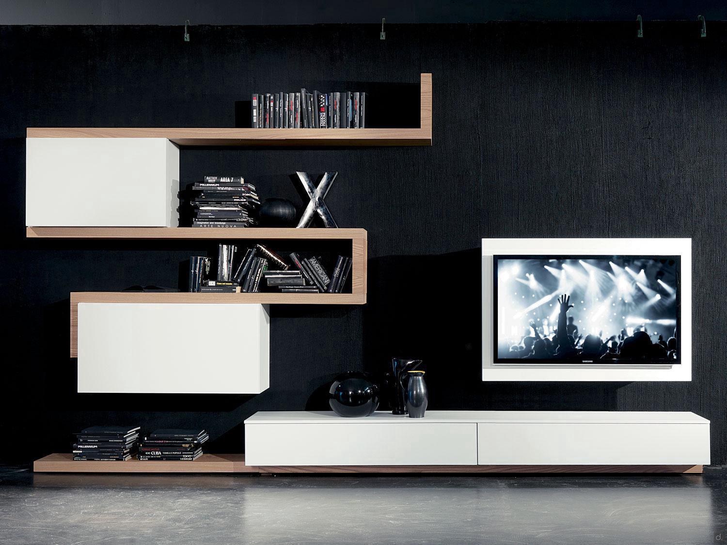 Wall system wooden orientable TV panel Side 07 | DIOTTI.COM