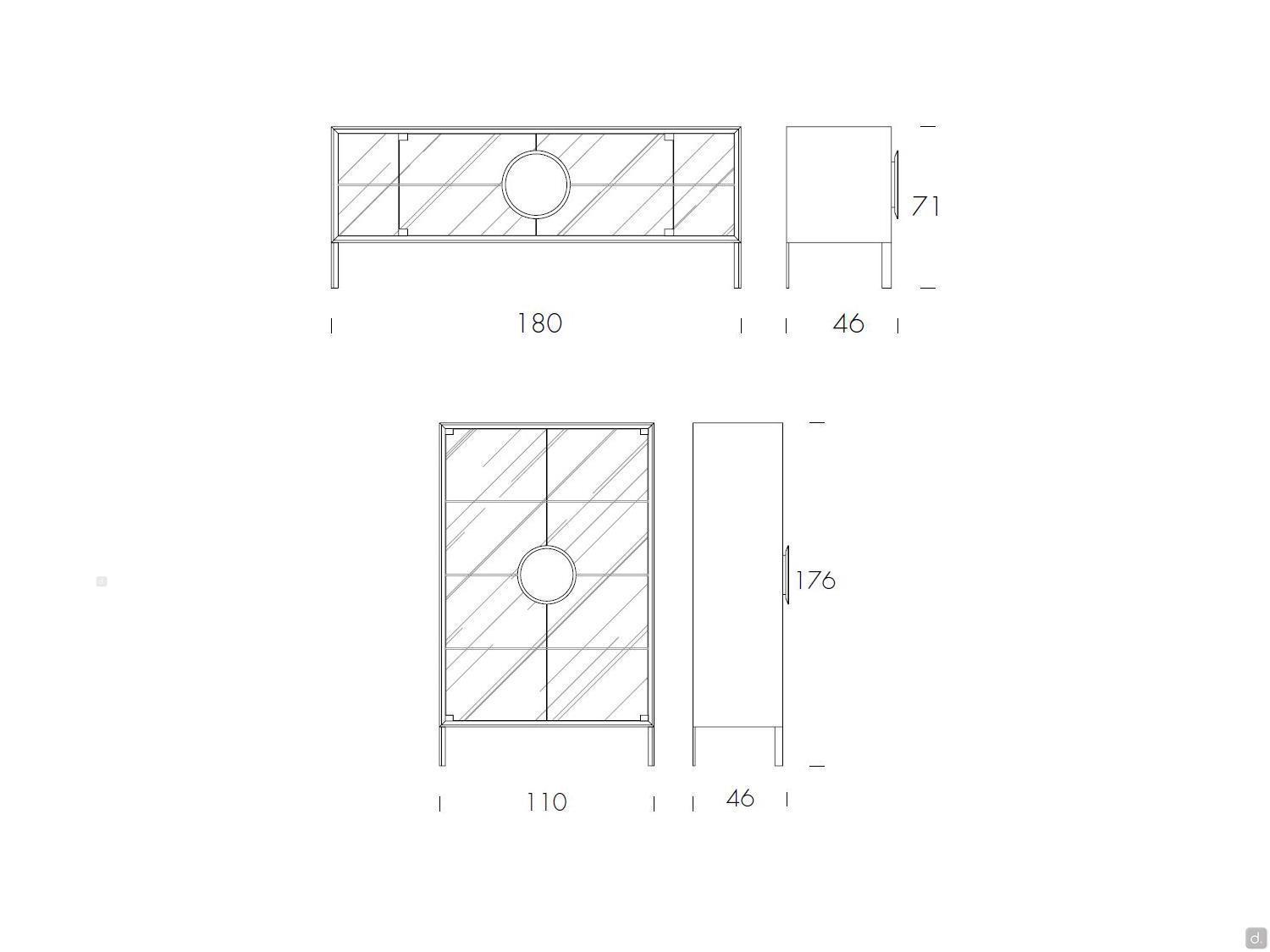Bahut noir en verre avec poignée en grès Centre | DIOTTI.COM