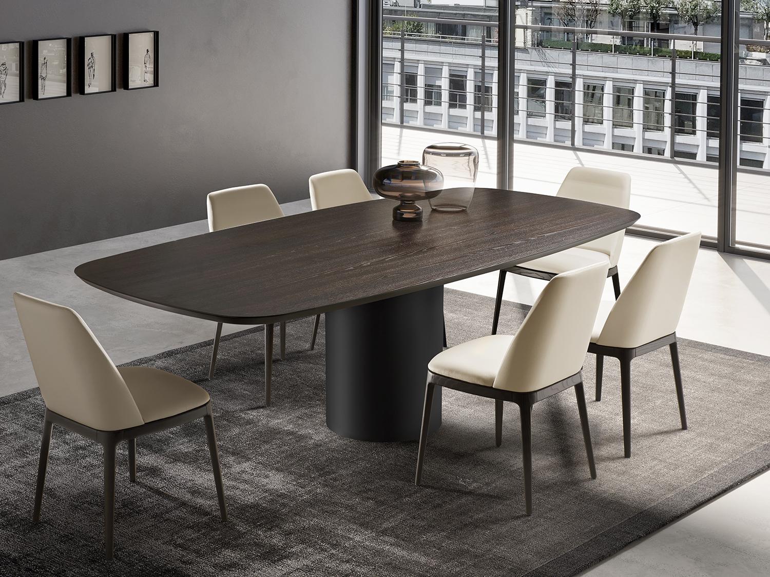 Hidalgo elegant dining table with central base | DIOTTI.COM