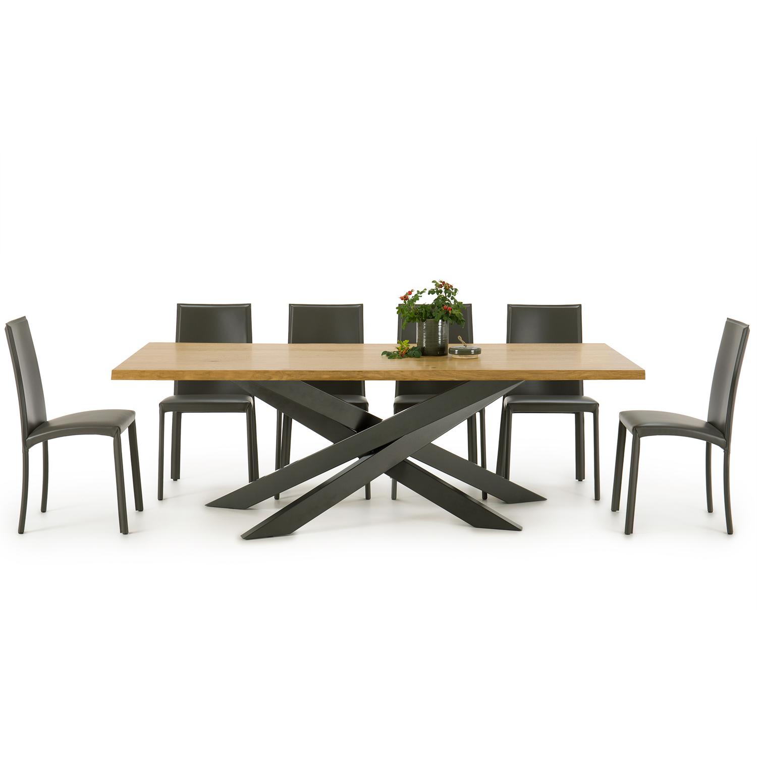 Connor is a bespoke table with crossed metal legs | DIOTTI.COM