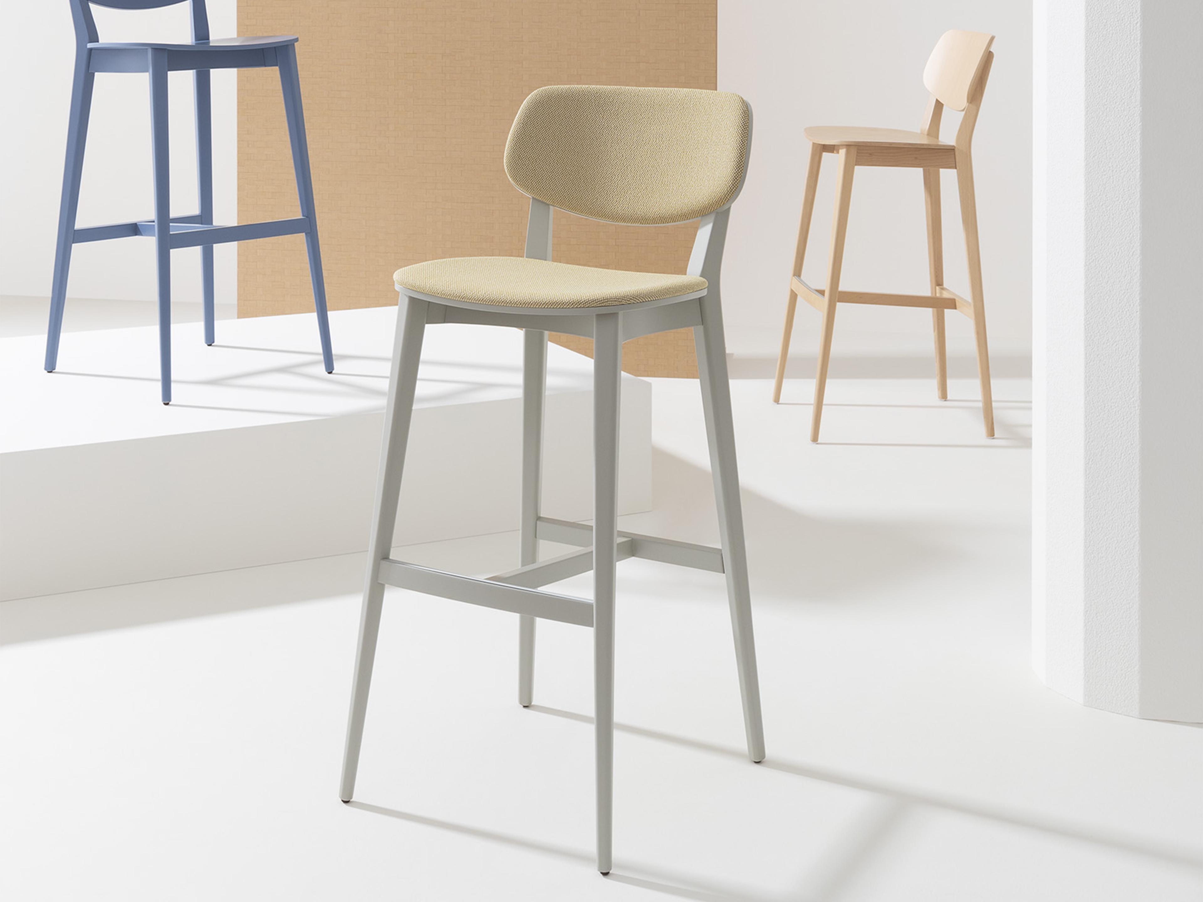 High 4-legged wooden stool Chloe Wood | DIOTTI.COM