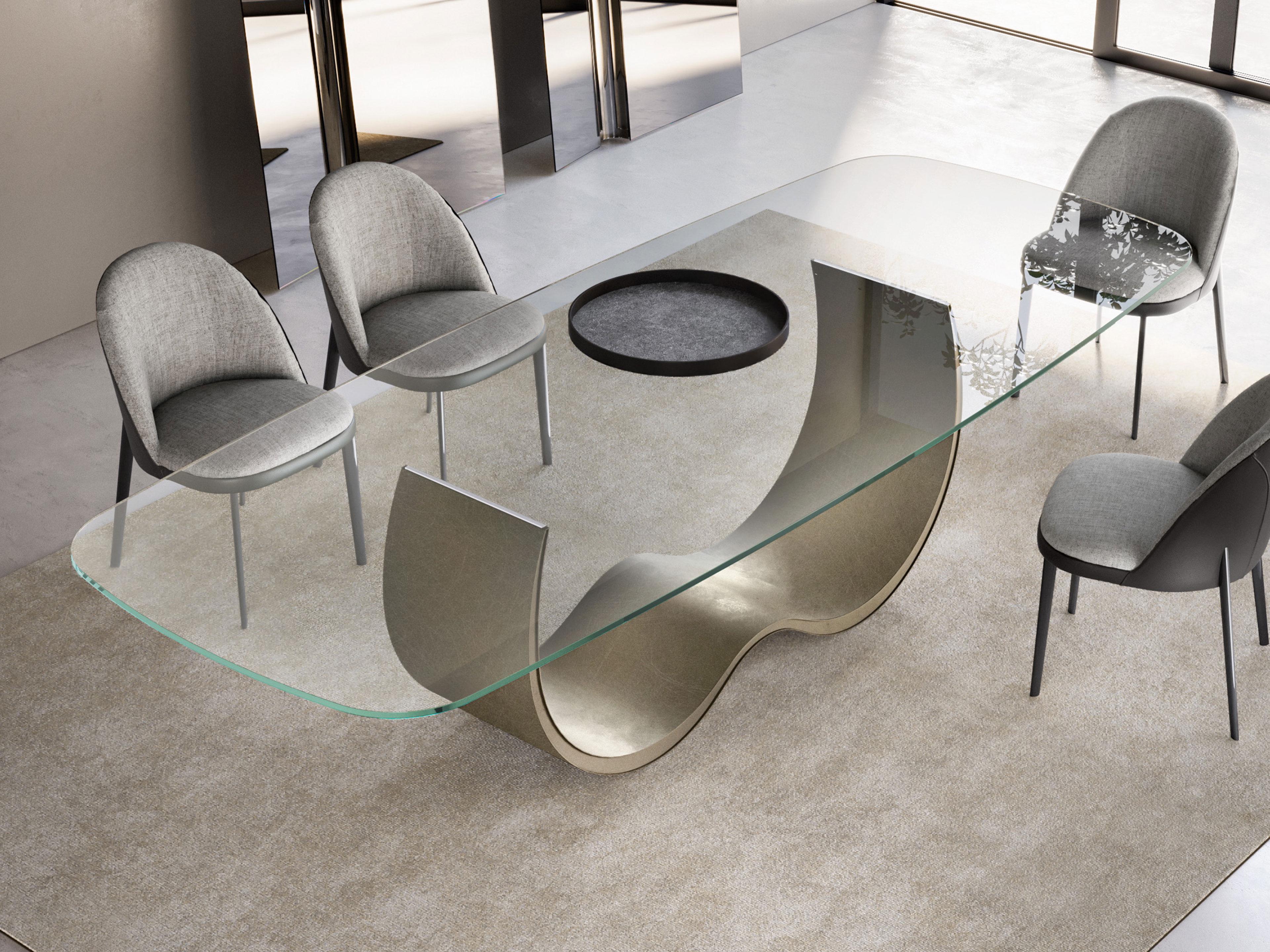 Glass table with metal base Hadley | DIOTTI.COM